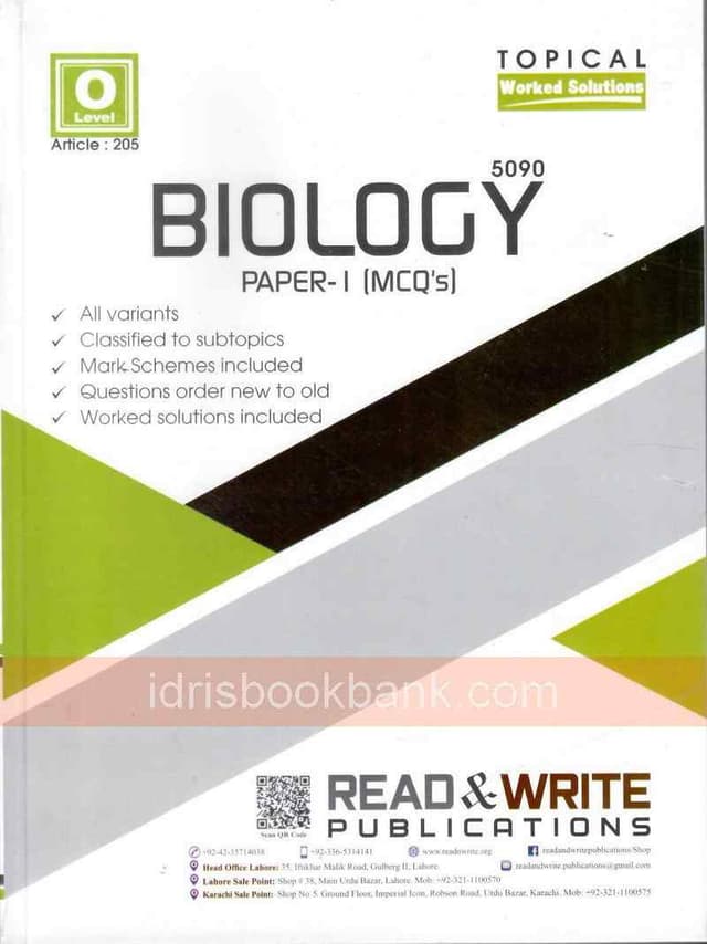 ARTICLE 205 BIOLOGY O LEVEL P1 TOPICAL WORK BOOK | Idris Book Bank